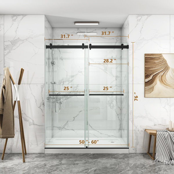 MINGT 56-60 "Wx 76"H Frameless Double Sliding Shower Door | Wayfair